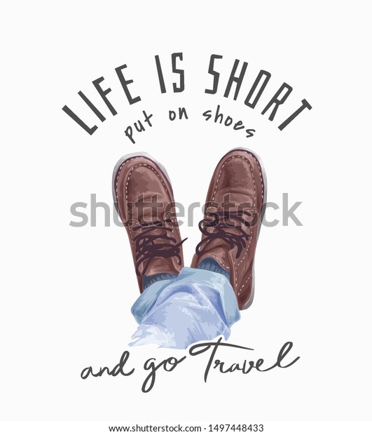 Typography Slogan Legs Crossed Boots Illustration Stock Vector (Royalty ...
