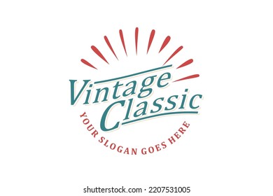 Typography Vintage Classic Logo Design Sun Stock Vector (Royalty Free ...