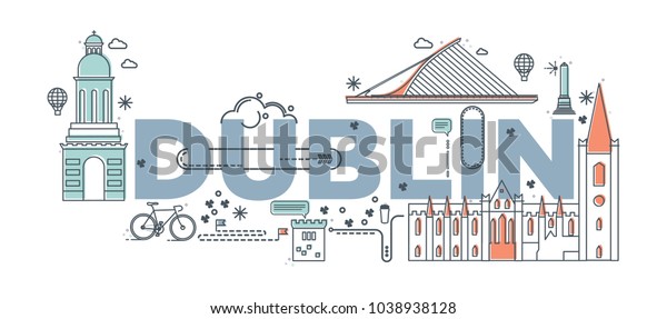 Typography Word Dublin Branding Technology Concept Stock Vector ...
