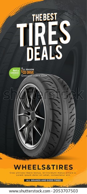 Tyre Flyer Discount Promotion Web Design Stock Vector (Royalty Free ...