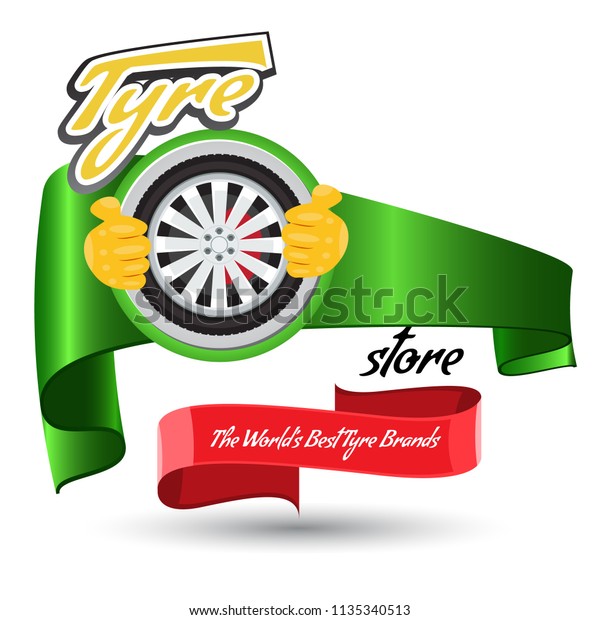 Tyre Store Repair Logo Red Ribbon Stock Vector (Royalty Free ...