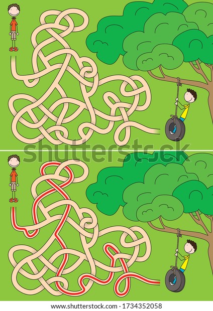 Tyre Swing Maze Kids Solution Stock Vector (Royalty Free) 1734352058 ...