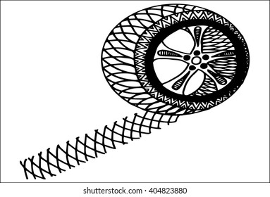 Tyre Wheels Doodle Style Hand Drawing Stock Vector (Royalty Free ...