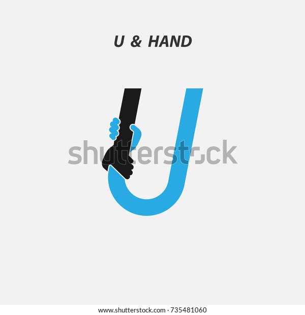 U Letter Abstract Icon Hands Logo Stock Vector (Royalty Free) 735481060
