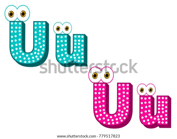 U Letter Character Capital Small Cartoon Stock Vector (Royalty Free ...