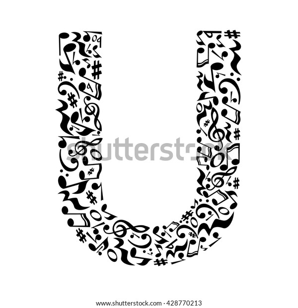 U Letter Made Musical Notes On Stock Vector (Royalty Free) 428770213