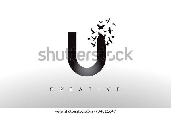 U Logo Letter Flying Flock Birds: vector de stock (libre de regalías ...