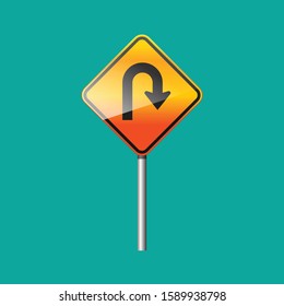 U Turn Ahead Sign Vector Illustration Stock Vector (Royalty Free ...