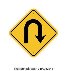 U Turn Sign Vector Illustration On Stock Vector (Royalty Free ...