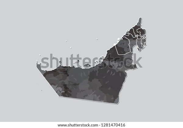 Uae Watercolor Map Vector Illustration Black Stock Vector (Royalty Free ...