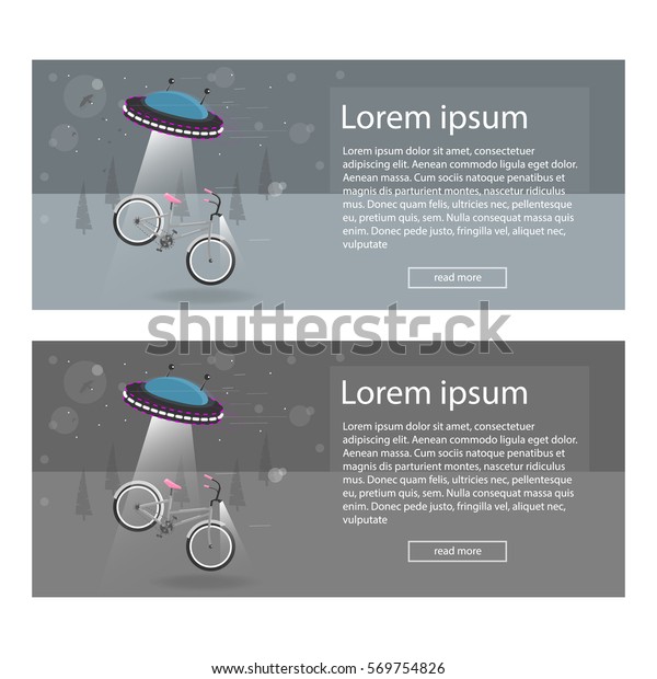 Ufo Alien Bicycle Beautiful Set Colorful Stock Vector (Royalty Free ...