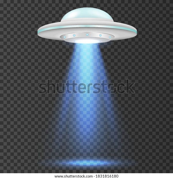 Ufo Alien Spaceship Blue Lights Isolated Stock Vector (Royalty Free ...