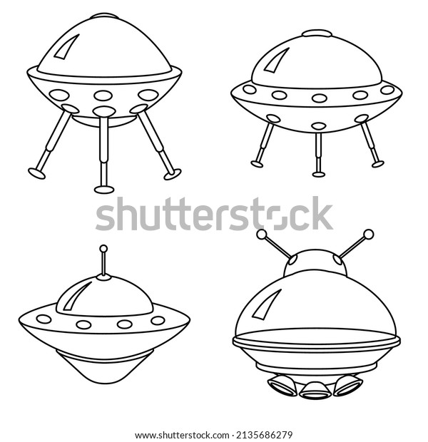 Ufo Icon Set Spacecraft Alien Vector 库存矢量图（免版税）2135686279 | Shutterstock