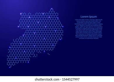 Uganda Map Futuristic Hexagonal Shapes Lines Stock Vector (Royalty Free ...