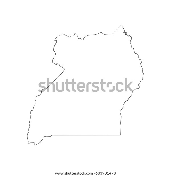 Uganda Map Outline On White Background Stock Vector (Royalty Free ...