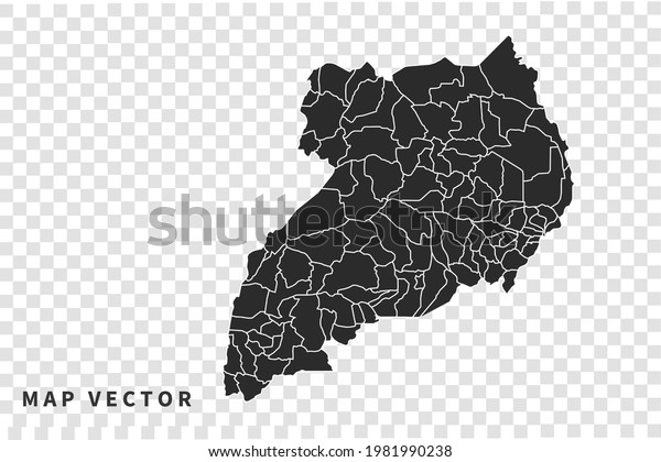 Uganda Map Vector Isolated On Transparent: เวกเตอร์สต็อก (ปลอดค่า ...