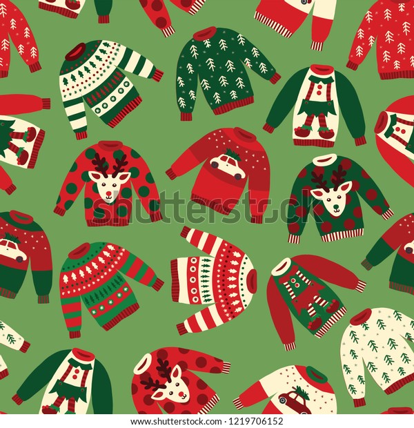 Ugly Christmas Sweaters Seamless Vector Pattern Stock Vector (Royalty ...