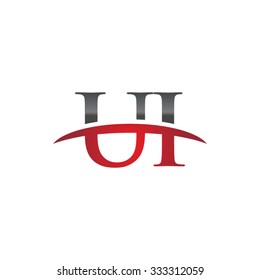 Ui Initial Company Red Swoosh Logo: vector de stock (libre de regalías ...