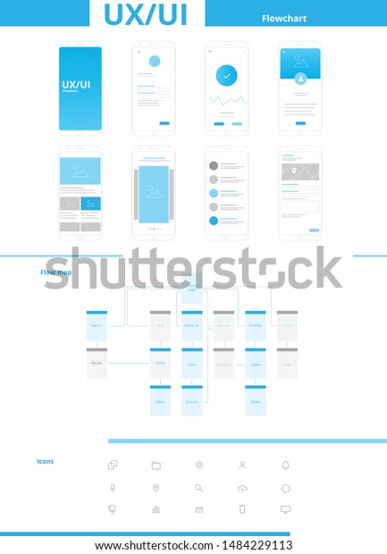 Ui Ux Flowchart Smartphone Icons Vector Stock Vector (Royalty Free ...