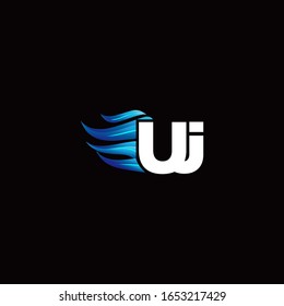 Ui Monogram Logo Blue Fire Style Stock Vector (Royalty Free) 1653217441