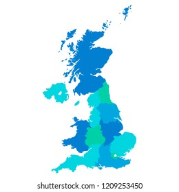 Uk Blue Detailed Map Stock Vector (Royalty Free) 1209253450 | Shutterstock