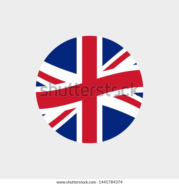 Uk British Circle Flag Icon Waving Stock Vector (Royalty Free) 1445784374