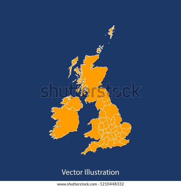 Uk Counties Map High Detailed Color Stock Vector (Royalty Free ...