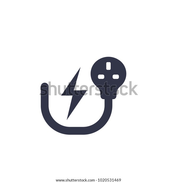 uk electric plug, electricity symbol on white