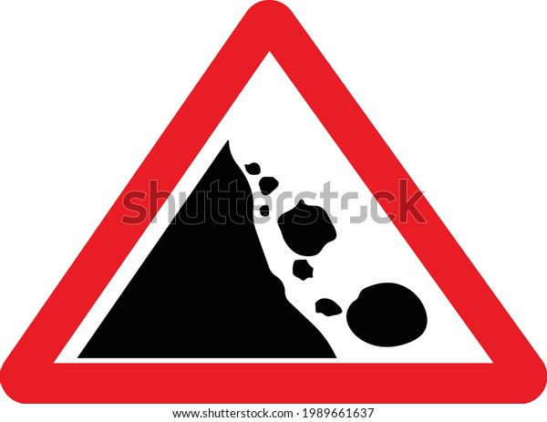 Uk Falling Rocks Debris Road Sign Stock Vector (Royalty Free ...