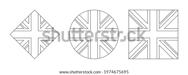 Uk Flag Outline Set Isolated On Stock Vector (Royalty Free) 1974675695
