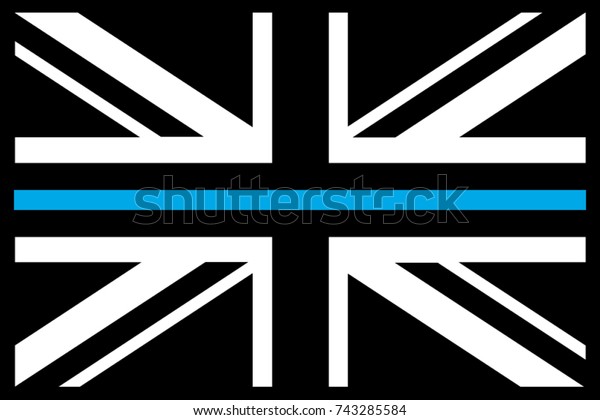 Uk Flag Thin Blue Line Morale Stock Vector (Royalty Free) 743285584