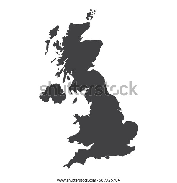 UK map in black on a white background. Vector illustration