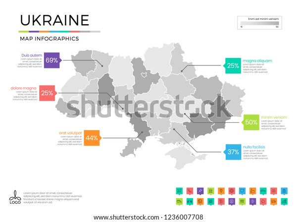 Ukraine Map Infographics Editable Separated Layers Stock Vector ...