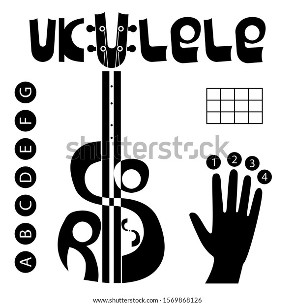 Ukulele Chords Logo Set Hand Finger Stock Vector (Royalty Free ...