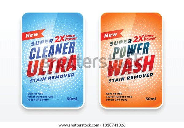 Ultra Cleaner Laundry Detergent Labels Set Stock Vector (Royalty Free ...