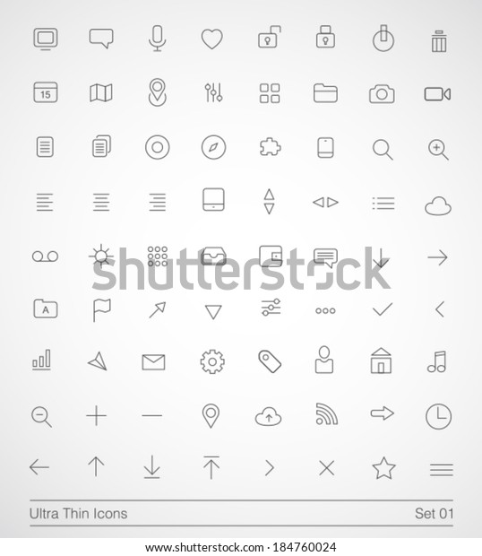 Ultra Thin Icons Simple Line Icons Stock Vector (Royalty Free ...