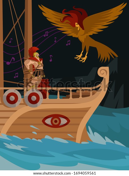 Ulysses Tied Ship Ropes Singing Siren Stock Vector (Royalty Free ...