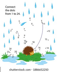 Umbrella Rain Hedgehog Dot Dot Connect Stock Vector (Royalty Free ...