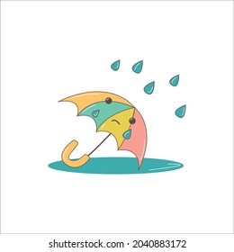 Umbrella Raindropsa Sad Umbrella Umbrella Crying Stock Vector (Royalty ...