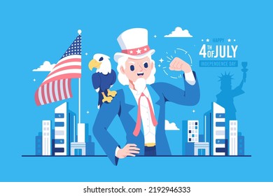 Uncle Sam Character Usa Background Illustration Stock Vector (Royalty ...