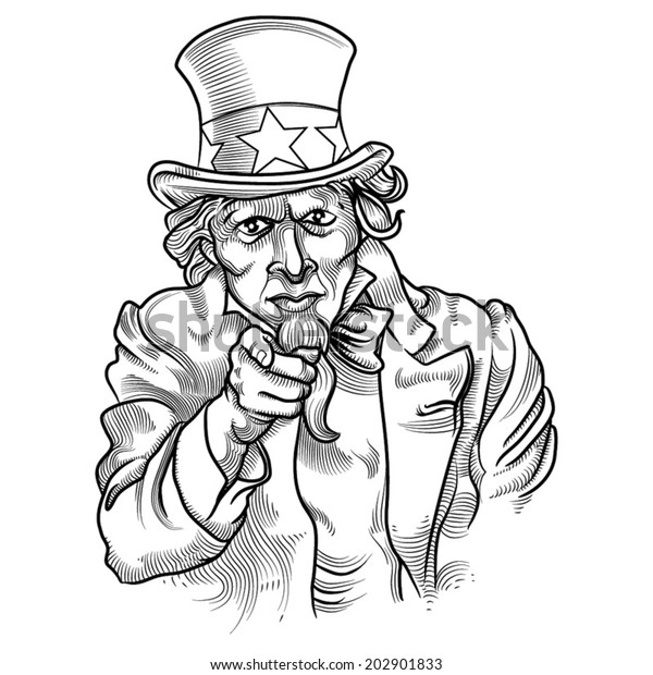 Uncle Sam Engraving Style Stock Vector (Royalty Free) 202901833