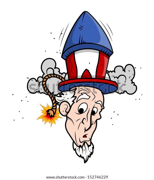 Uncle Sam Funny Cartoon Portrait Fireworks Stock Vector (Royalty Free ...