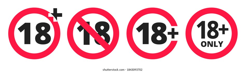 Bajo 18 iconos redondos prohibidos, símbolo: vector de stock (libre de ...