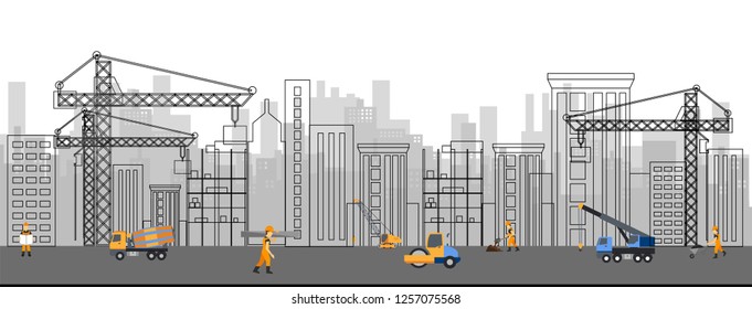 Under Construction Buildings Stock Vector (Royalty Free) 1257075568 ...