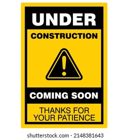 Under Construction Coming Soon Sticker Label Stock Vector (Royalty Free ...