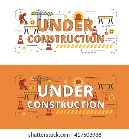 Under Construction Lettering Flat Line Design Stock Vector (Royalty ...