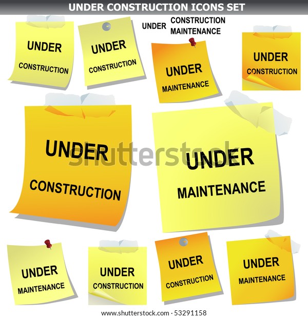 Under Construction Under Maintenance Yellow Paper Stock Vector (Royalty ...