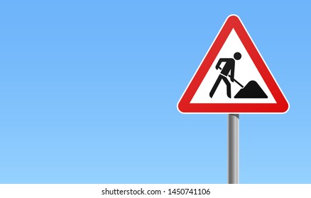 Under Construction Road Traffic Sign Sky Stock Vector (Royalty Free ...