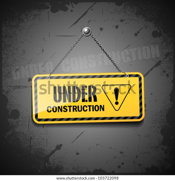 Under Construction Sign Hanging Chain On Stock Vector (Royalty Free ...