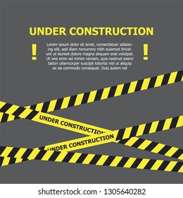 Under Construction Website Page Warning Tape Stock Vector (Royalty Free ...